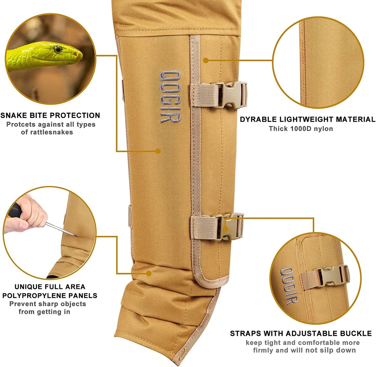 QOGIR Snake Guard Protection Chaps Brown